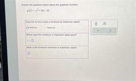 Solved Answer The Questions Below About The Quadratic Chegg