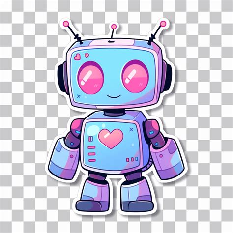 Cute Robot With Heart On Chest Sticker Free Png Download
