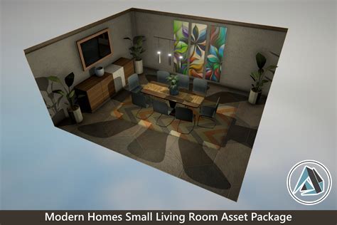 realistic modern homes small dining room asset package 3d urban