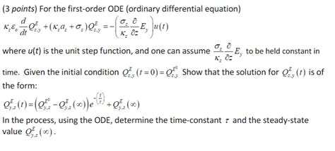 Solved 3 Points For The First Order Ode Ordinary