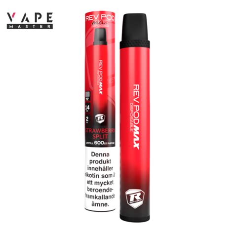 Engångs Vape Strawberry Split Jorgubb Rev Pod Max Vape Master Din Online Butik för