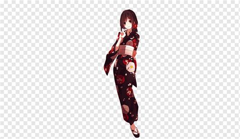 애니메이션 소녀 기모노 자유형 일본 여자 일본의 아름다움 삽화 Png Pngwing