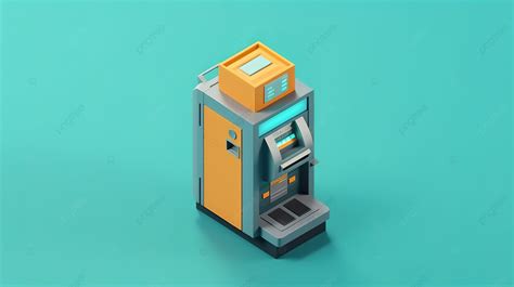 아이소 메트릭 일러스트와 함께 단일 Atm 기계 개체의 고립 된 3d 렌더링 현금 인출기 돈 기계 차변 배경 일러스트 및
