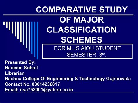 Comparative Study Of Major Classification Schemes Ppt Technology