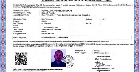 Sertifikat Jasa Kontruksi Kontraktor Gedung Gudang Dan Pabrik