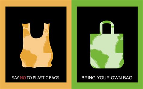 검은 색 배경에 추상적인 모양 비닐 봉지 및 천 가방 비닐 봉투에 아니오라고 말하십시오 자신의 가방을 지참하십시오 가방에 대한 스톡 벡터 아트 및 기타 이미지 Istock