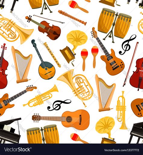 Musical Instruments Seamless Pattern Royalty Free Vector