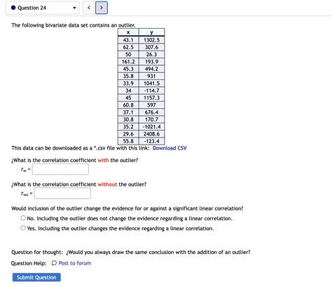 Solved The Following Bivariate Data Set Contains A This Data