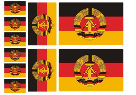 10 X Stück 3 Größen Ddr Deutschland Flagge Mini Aufkleber Flagge
