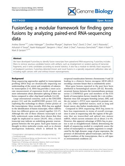 Pdf Fusionseq A Modular Framework For Finding Gene Fusions By