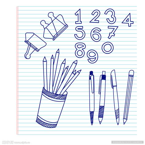 简笔画文具设计图 绘画书法 文化艺术 设计图库 昵图网