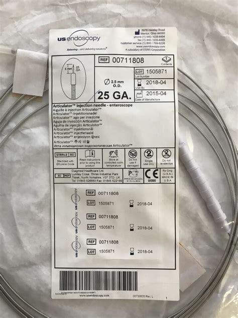 New Us Endoscopy 00711808 Articulator Injection Needle Enteroscope 25g