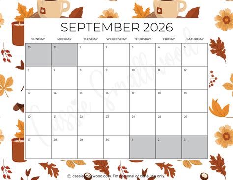Cute September Printable Calendar