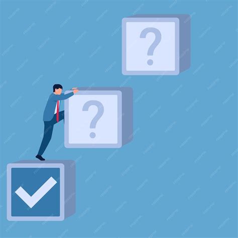 Premium Vector Man Climbing On Box With Question Mark Illustration