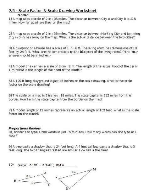 7 5 Worksheet Scale Drawings By Math With Mullins Tpt