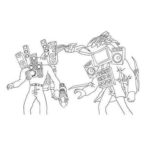 Раскраска Титан ТВ Мен с оружием распечатать или скачать