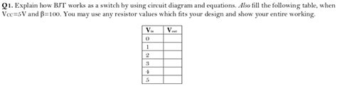 Solved Q Explain How BJT Works As A Switch By Using Chegg
