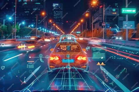 Premium Photo Smart Car With Autonomous Driving In City Using Iot Technology