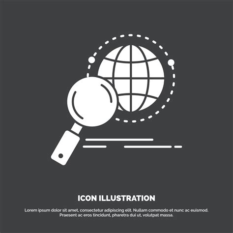Global Globe Magnifier Research World Icon Glyph Vector Symbol For Ui And Ux Website Or