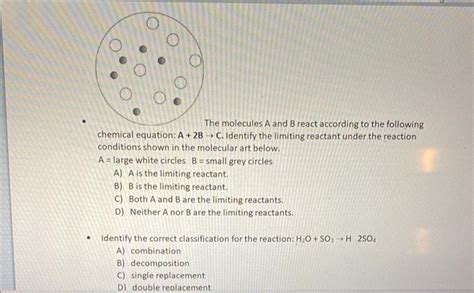 Solved E Molecules A And B React According To The Following