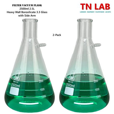 Filter Flask Borosilicate Glass Buchner Vacuum Flask Side Arm 2500ml 2
