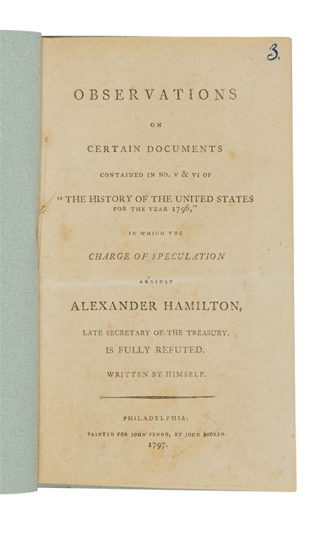 Hamilton Alexander First Edition Of The Notorious Reynolds Pamphlet