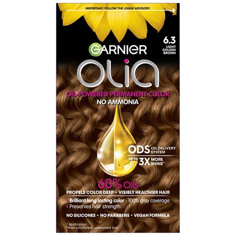 Garnier Olia Oil Powered Ammonia Free Permanent Hair Color 6 3 Light Golden Brown 1 Kit