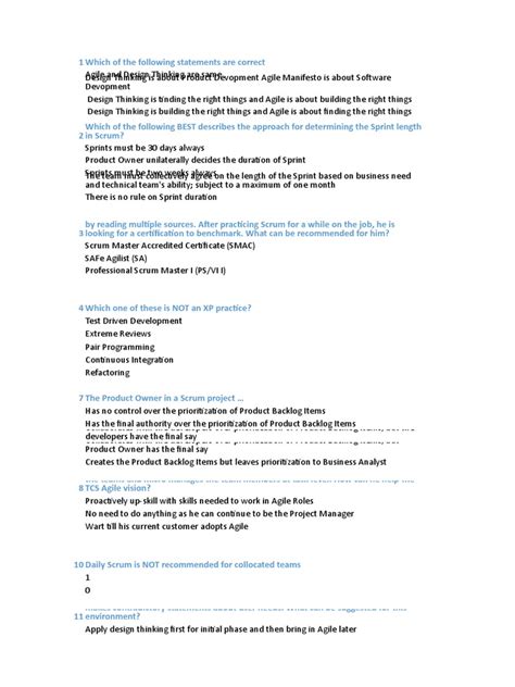 Agile E0 Answers Pdf Scrum Software Development Agile Software Development