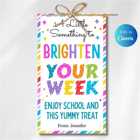 Something To Brighten Your Week T Tag Template Printable School
