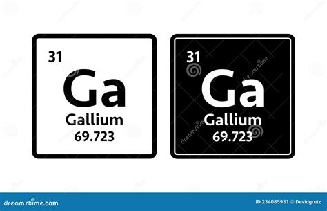 Gallium Symbol Chemical Element Of The Periodic Table Vector Stock Illustration