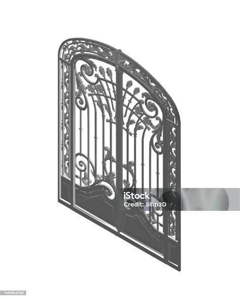 다각형 울타리 게이트 격리 만화입니다 벡터 금속 입구입니다 흰색 배경에 벡터 그림 울타리 게이트 벡터 그림 울타리 문 흰색 배경입니다 장식 건축 요소 3d Summer In