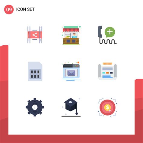 Editable Vector Line Pack Of 9 Simple Flat Colors Of Sim Mobile Street