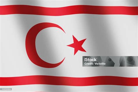 북부 키프로스 터키 공화국의 국기 초승달 모양의 수평 빨간색 줄무늬가있는 Trnc 흰색 깃발과 배너 또는 배경을위한 부드러운 풍파 깃발에 파도가 파문을 일으킨다 기에 대한