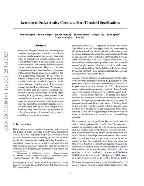 Learning To Design Analog Circuits To Meet Threshold Specifications Deepai