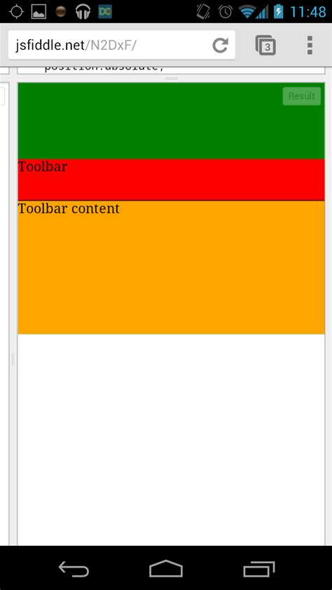 Pull Up Toolbar Using Only Html And Css In Android Browser Stack Overflow