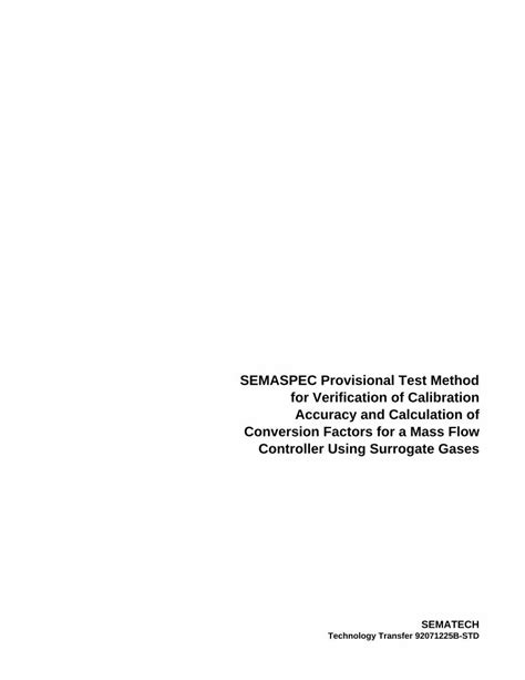 Pdf Semaspec Provisional Test Method For Verification Provisional