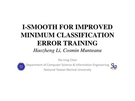 ppt i smooth for improved minimum classification error training