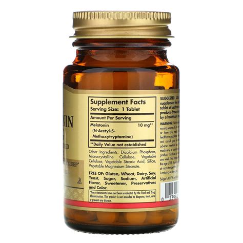 Мелатонин, Melatonin, Solgar, 10 мг, 60 таблеток - купить Мелатонин в ...