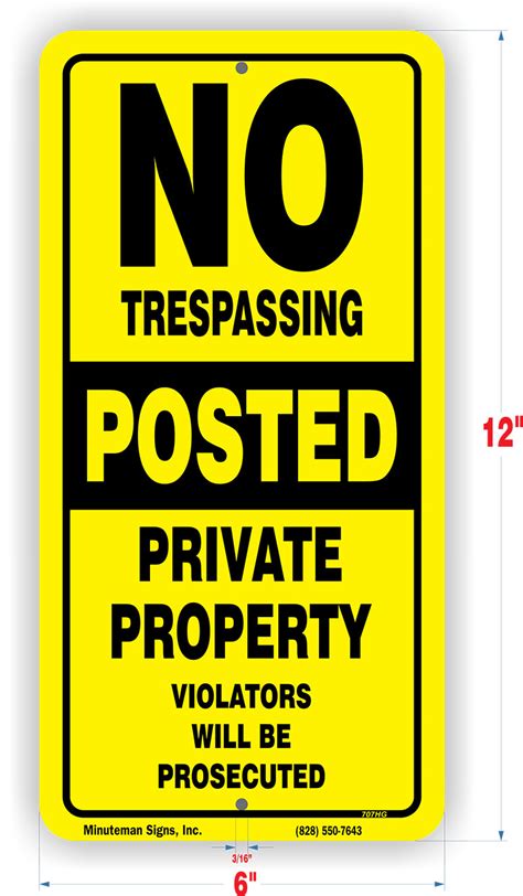 Heavy Duty Aluminum No Trespassing Posted Private Property By Minuteman