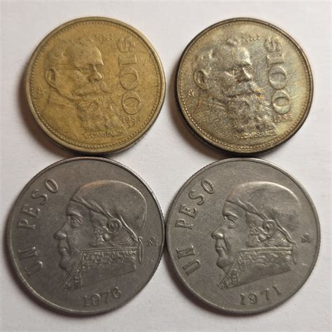 Lot Of 4 Mexican Coins Mexico Pesos Centavos Assorted Dates