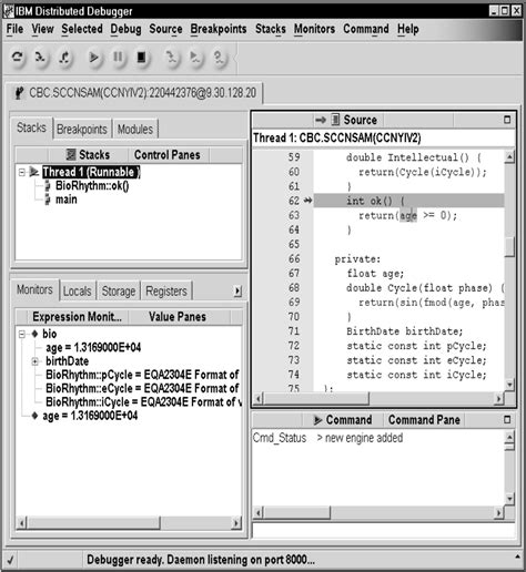 a debug session with the remote debugger 3 3 using ibm application