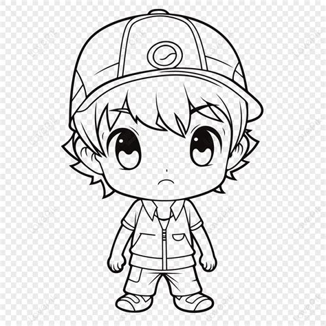 야구 모자 색칠 페이지 개요 스케치 드로잉을 입고 귀여운 작은 소년 벡터두꺼운 선선 그리기 Png 일러스트 무료 다운로드 Lovepik
