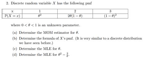 2 Discrete Random Variable X Has The Following Pmf