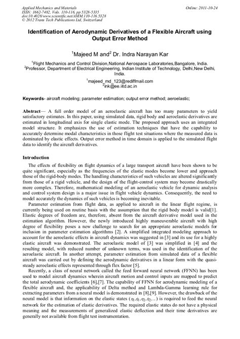 Identification Of Aerodynamic Derivatives Of A Flexible Aircraft Using Output Error Method