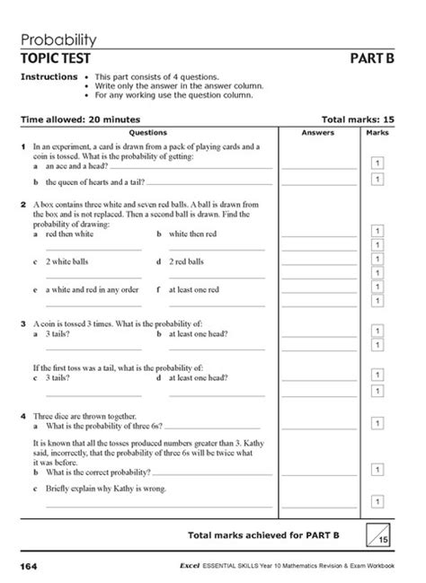 Excel Essential Skills Maths Revision And Exam Workbook 1 Year 10 Pascal Press