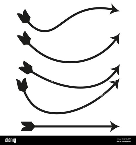 Arrow Shapes Vector Black And White Various Curved Designs Simple Directional Symbols Stock