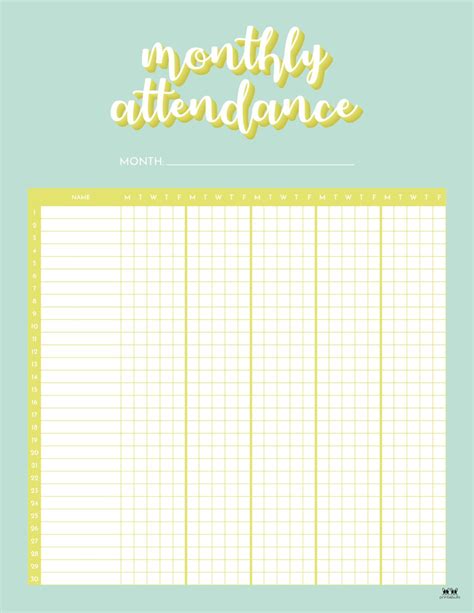 Attendance Sheet Printable Free
