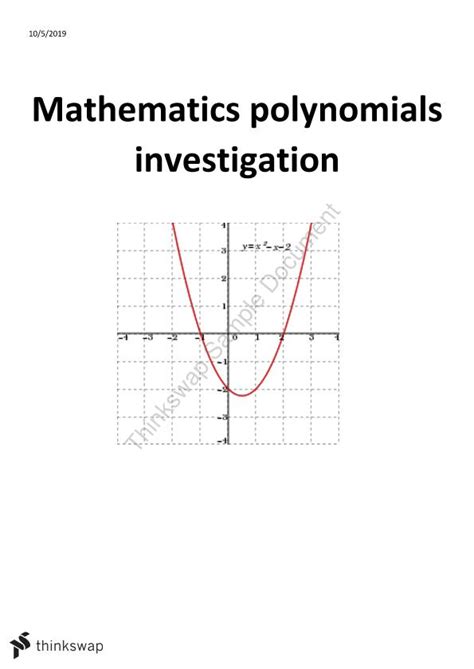 Mathematics Investigation Polynomials Mathematical Methods Year 11 Sace Thinkswap