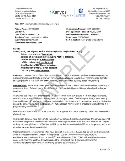 Glioblastoma Snp Microarray Karyotype Report