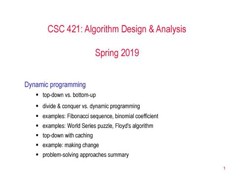 Csc 421 Algorithm Design And Analysis Ppt Download